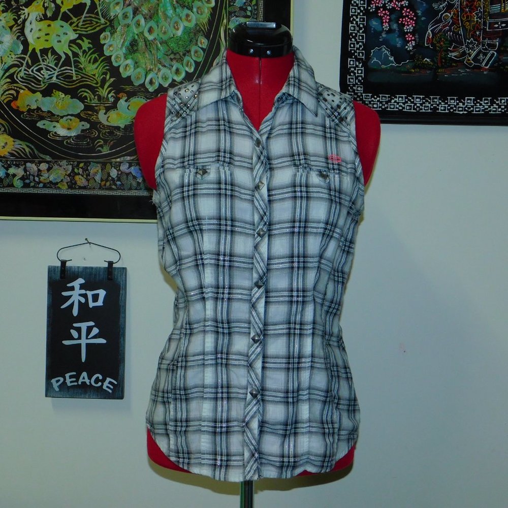 Genuine Harley Davidson Snap Front Sleeveless Top - Gem